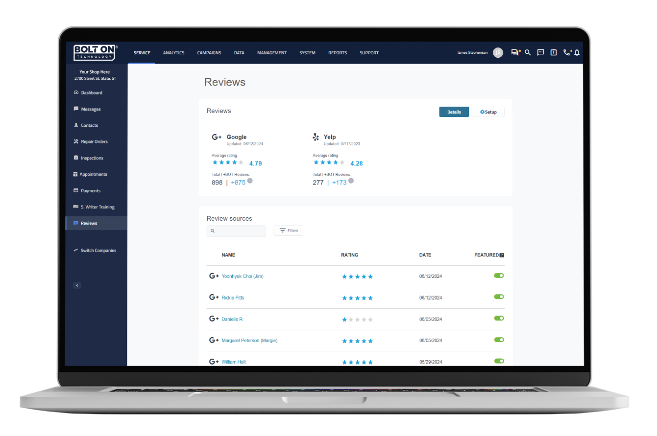Auto Repair Shop Software | BOLT ON Technology
