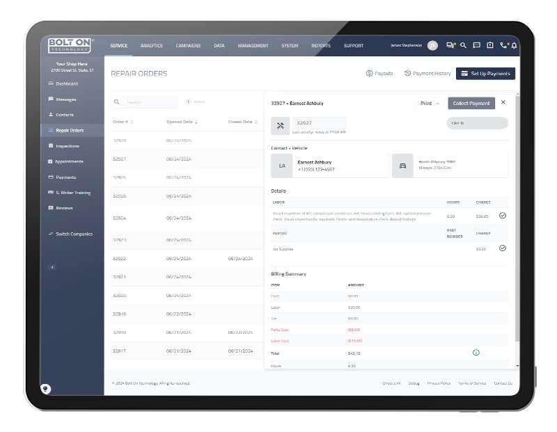 Auto Repair Shop Software | BOLT ON Technology
